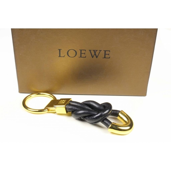 Loewe | Accessories | Loewe Flamenco Knot Leather And Goldtone Keychain ...